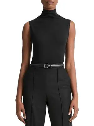Vince Sleeveless Turtleneck Top - Black