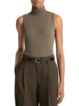 Vince Sleeveless Turtleneck Top - Heather Cypress