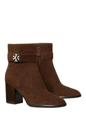 Tory Burch T Lock Heeled Ankle Boots - Dark Cocoa