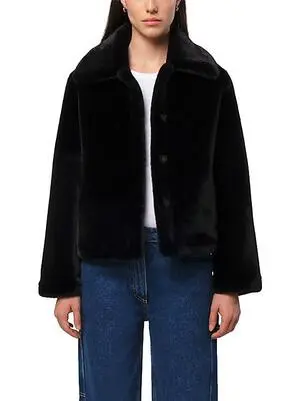 Apparis Faux Fur Elis Short Coat - Noir