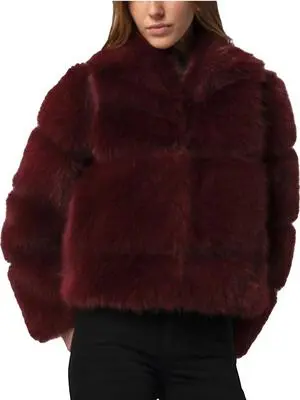 Apparis Sai Faux Sable Coat - Merlot