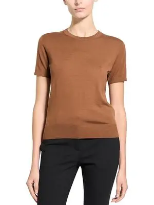 Theory Lightweight Wool Top - Caramel