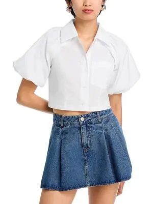 Steve Madden Reece Cropped Shirt - White