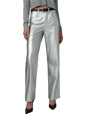 Joe's Jeans The Margot Faux Leather Straight Jeans - Plated Silver