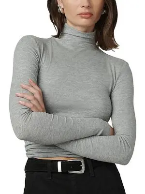 Joe's Jeans Ribbed Turtleneck Top - Heather Grey