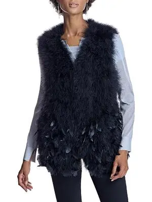 MAXIMILIAN Feather Vest - Black