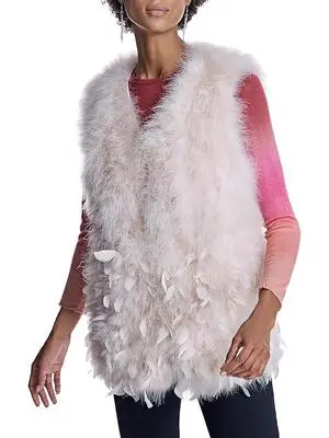 MAXIMILIAN Feather Vest - Blush