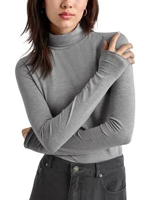 Splendid Turtleneck Tee Heather Gray