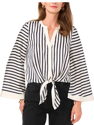 Vince Camuto Striped Button-Front Shirt Obsidian