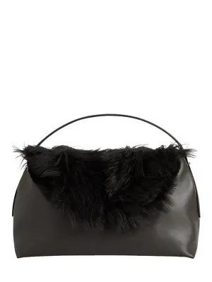 TOTEME T-lock Shearling Top Handle Bag - Bark