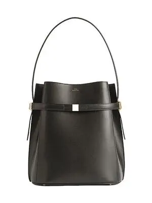 TOTEME Belted Leather Bucket Bag - Bark