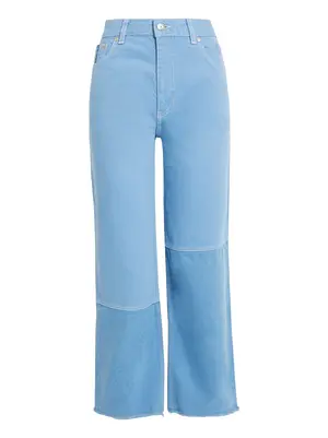 GANNI Frayed High-rise Straight-leg Jeans - Light Blue