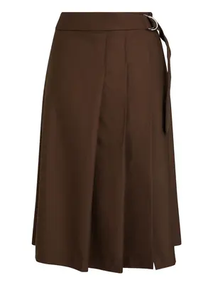 Officine Générale Calie Pleated Wrap Midi Skirt - Chocolate