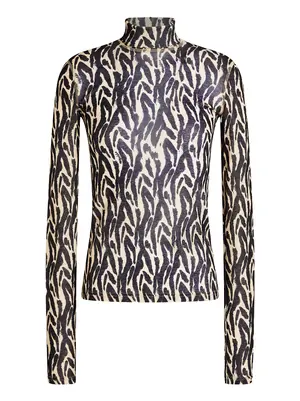 Nanushka Harri Zebra-print Turtleneck Top - Animal Print