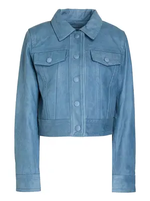 STAND STUDIO Coated Leather Jacket - Blue