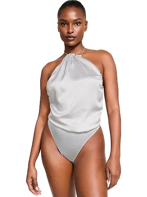 Victoria's Secret Very Sexy Twinkle Strap Satin Teddy - Grey