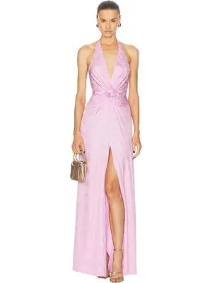 halter plus size formal dress Sheath/Column Halter Floor-Length Plus Size Evening Dresses With Split Side, Dark Royal Blue main image 0