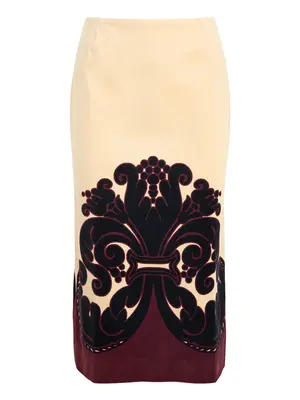 La DoubleJ LA DOUBLE J Corsini Printed Velvet Midi Skirt Multicoloured