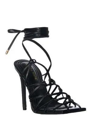AZALEA WANG Amenra Ankle Wrap Sandal Black