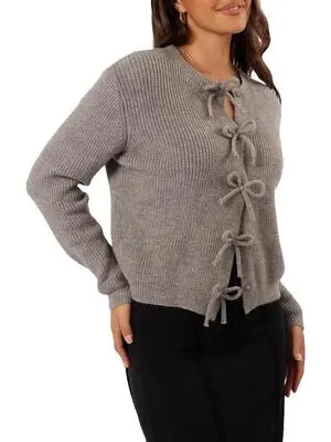 PETAL & PUP Petal & Pup Wilde Bow Front Cardigan Light Grey