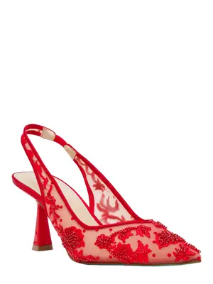 Betsey Johnson Betsey Johnson Nikki Pointed Toe Slingback Pumps Red