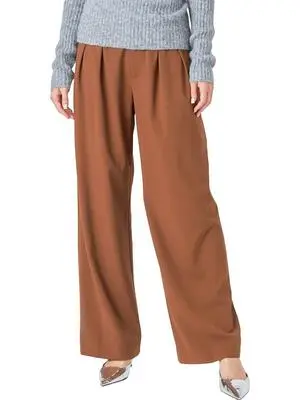 Endless Rose High Waist Wide Leg Trousers - Brown