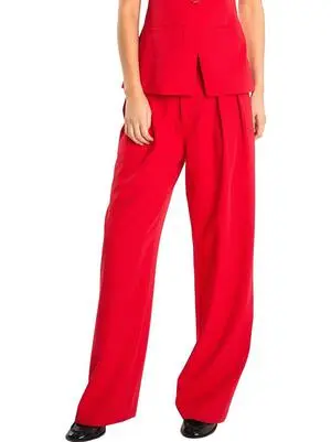 Endless Rose High Waist Wide Leg Trousers - Red