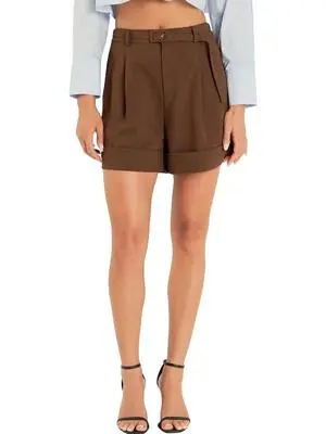 ENDLESS ROSE Endless Rose Belted Pleated Shorts