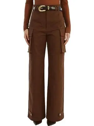 Bardot Tybi High-waist Wide-leg Cargo Pants - Chocolate