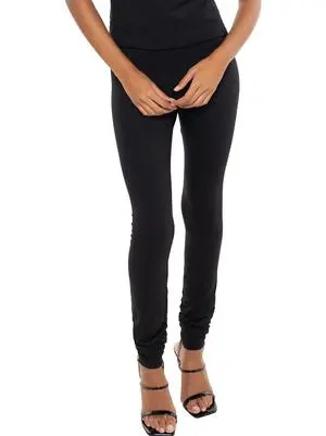 DAI MODA Legwarmer Stretch Cotton Leggings - Black