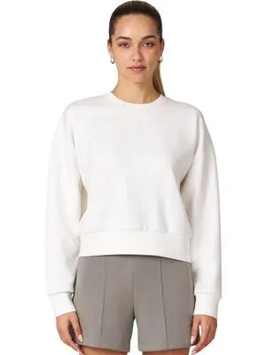 REBODY Essential Scuba Knit Crewneck Sweatshirt White