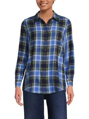 LANDS' END Lands' End Flannel Boyfriend Fit Shirt Fireside Flannel