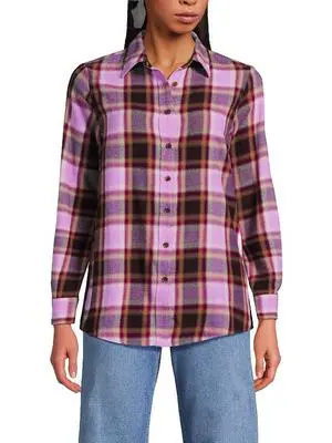 LANDS' END Lands' End Flannel Boyfriend Fit Shirt Pink Vintage Plaid