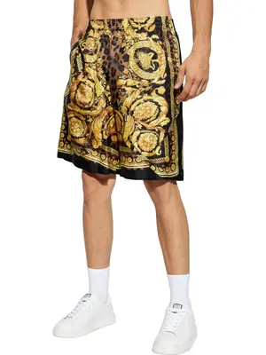 Versace Barocco Silk Shorts - Yellow