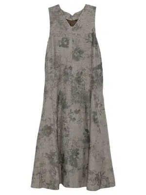 ZIGGY CHEN Abstract-print Midi Dress - Grey