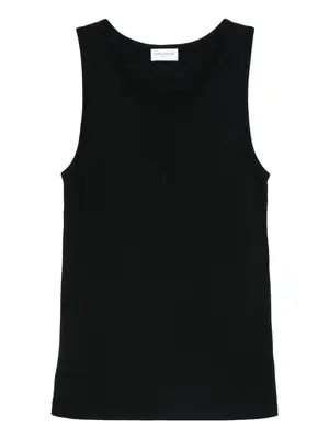 Saint Laurent Logo-embroidered Tank Top - Black