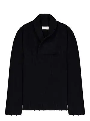 LANEUS Shawl-collar Jumper - Black