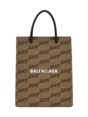 Balenciaga Bb Monogram Print Tote Bag - Brown