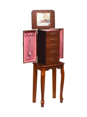 SUGIFT Jewelry Cabinet With Five Drawers - Brown