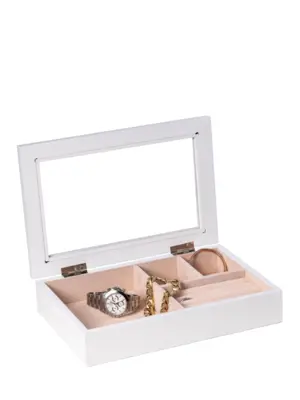 BEY-BERK Jewelry Box With Glass Viewing Top - Multi