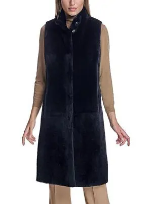 MAXIMILIAN Reversible Shearling Lamb Vest - Black