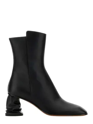 Alexander McQueen 70mm Leather Ankle Boots - Black
