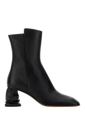 Alexander McQueen 70mm Leather Ankle Boots - Black