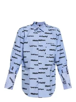 Comme Des Garçons Slogan-print Hirt - Blue