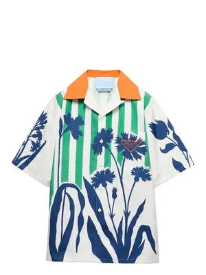 Prada Timecapsule Printed Cotton Shirt - White/bright Blue