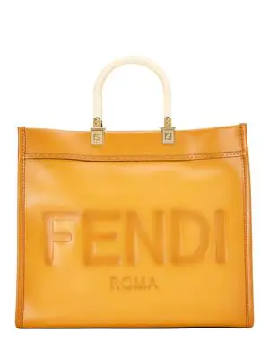Fendi Calfskin Sunshine Shopper Medium Orange