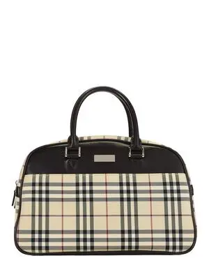 Burberry Check Nylon Bowler Handbag - Brown
