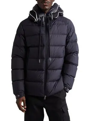 Moncler Cardere Hooded Puffer Jacket - Dark Navy Blue