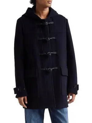 Bottega Veneta Hooded Wool Duffle Coat - 4003 Navy