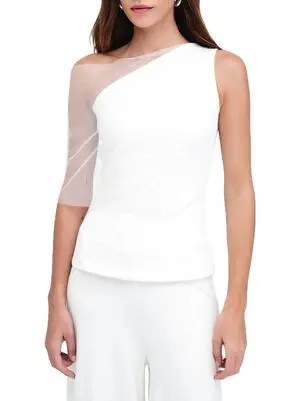 MARCELLA Zinnia Mixed Media One-shoulder Top - Off White